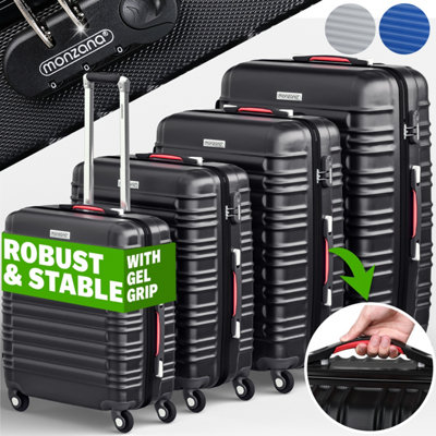 MONZANA 4 Piece Black Hard Shell Suitcase Set Lightweight ABS Luggage ...