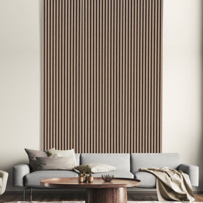 Moods Walnut Acoustic Decorative Slat wall Panel 3D Veneer Modern Wood ...