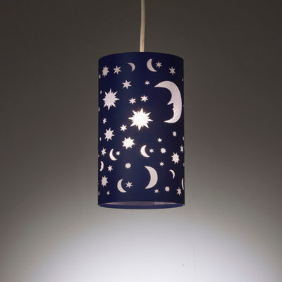 Moon and Stars Ceiling Light Shade Moonlight Childrens Room Midnight ...