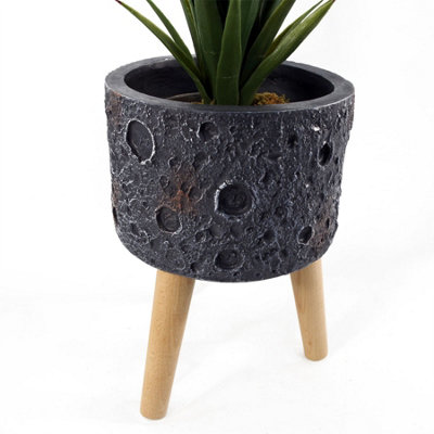 Moon Black Planter with Stand 35cm x 24cm