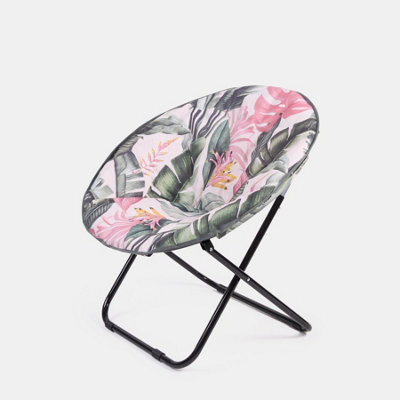 Moon Camping Chair Round Folding Outdoor Garden Portable Seat, Tropical