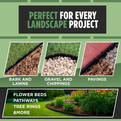 MOORGREEN FLEXIBLE LAWN EDGING WITH 60 ANCHORING PEGS 12M - STRONG ...