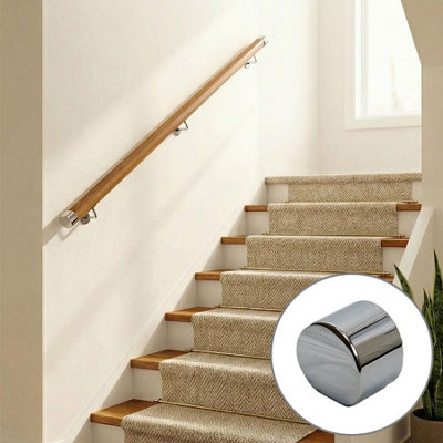 Mopstick Chrome 54mm Handrail End Cap 2 Pack - Traditional Products Ltd