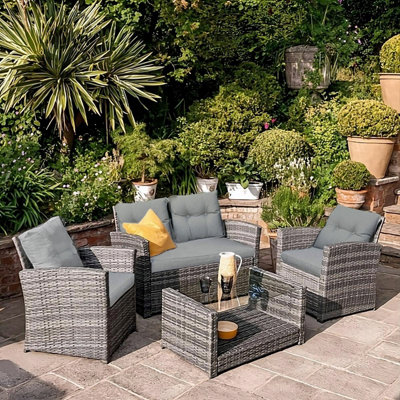 4 piece garden rattan set store