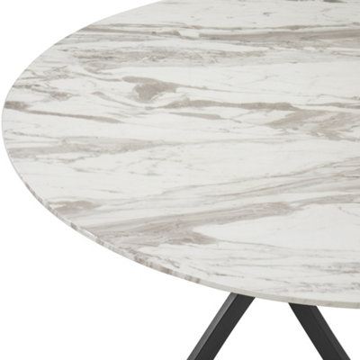 Morag 120cm Round Marble Effect Dining Table Black Legs