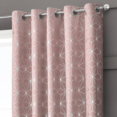 Moreno Thermal Blackout Ready Made Eyelet Curtains - Pink