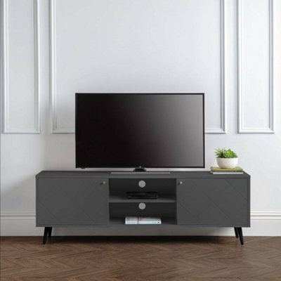 Moritz 2 Door TV Stand, Dark Grey, up to 75", Internal and External ...