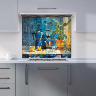 Morning Coffee: A Painterly View Premium Glass Kitchen Splashback ...