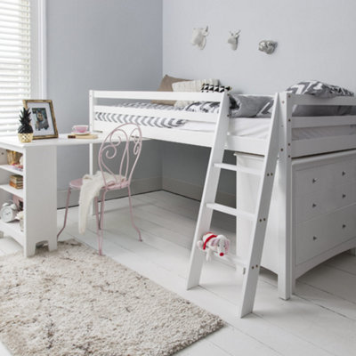Moro Sleepstation with Chest of Drawers & Desk in Classic White