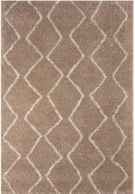 Moroccan Shaggy Beige Living Room Rug 820