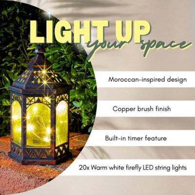 Moroccan Solar Firefly Hanging Lantern Outdoor