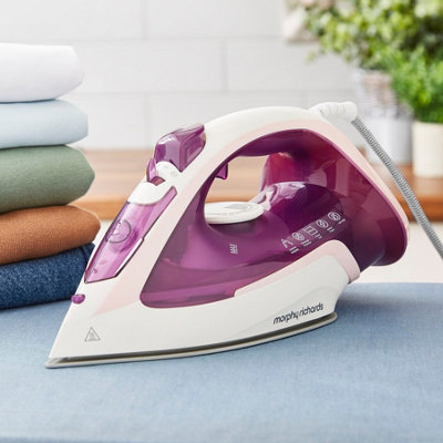 Morphy Richards Steam Flow 2400W Turbo Steam Iron Pink/White
