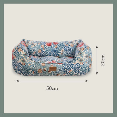 Morris & Co Bower Print Square Box Dog & Cat Bed