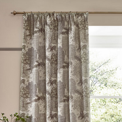 Morris & Co Brook Woodland Jacquard Room Darkening Pencil Pleat Curtain ...