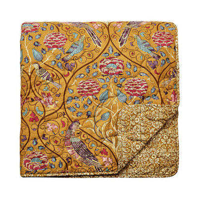 Morris & Co Seasons by May Quilted Throw 265 x 260cm Saffron | DIY at B&Q