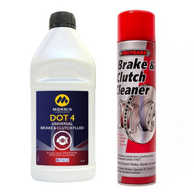 MORRIS DOT 4 Brake & Clutch Fluid DOT4 1L + Polygard Brake Cleaner 600mL