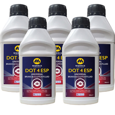 MORRIS DOT 4 ESP Brake Fluid Synthetic Brake & Clutch Fluid Dot4 5x500ml