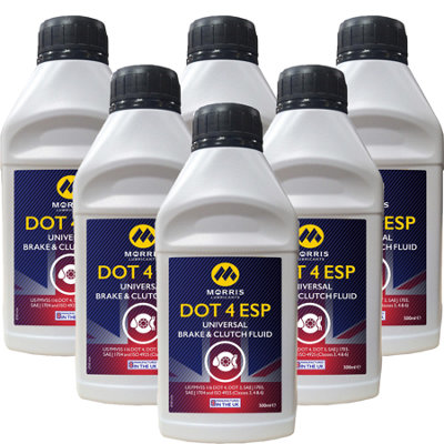 MORRIS DOT 4 ESP Brake Fluid Synthetic Brake & Clutch Fluid Dot4 6x500ml
