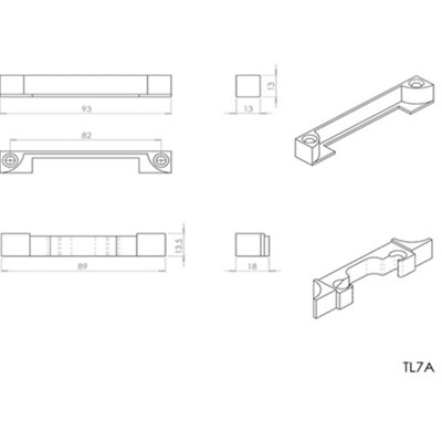 Mortice Tubular Latch Rebate Kit For Double Doors 13 x 22mm Electro Brassed