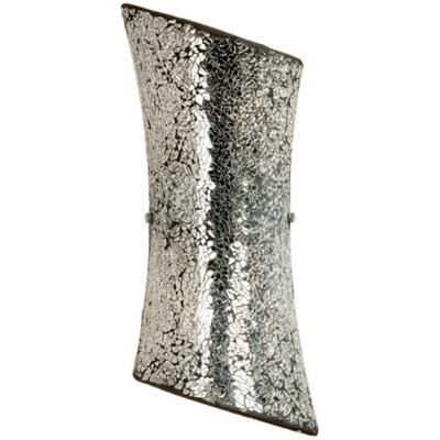 Mosaic Mirror Wall Light Silver Pattern Glass Shade Pretty Dimmable ...