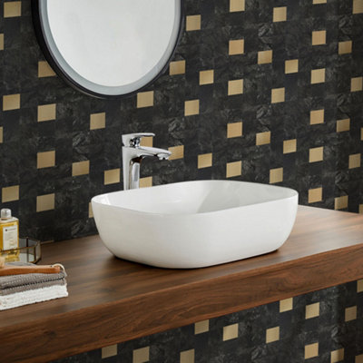 Mosaic Style Marble Effect Square Brick Design Peel and Stick Wall ...
