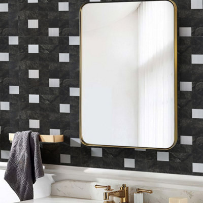 Mosaic Style Marble Effect Square Brick Design Peel and Stick Wall ...