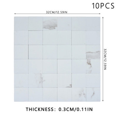 Mosaic Style Marble Effect Square Brick Design Peel and Stick Wall ...