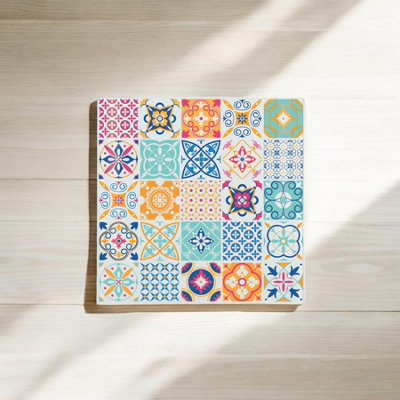 Mosaic Tiles Glass Pot Stand/Trivet - Multicolour Worktop Saver/Cutting ...