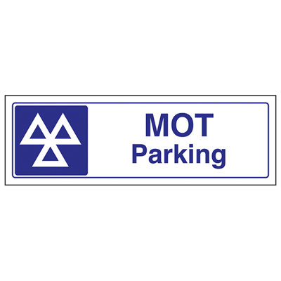 MOT Parking Area Garage Mechanic Sign - Rigid Plastic - 450x150mm (x3 ...