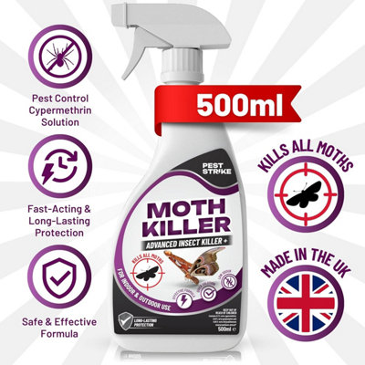 Moth Killer Spray - 500ml Fast Acting Moth Repellent for Wardrobes ...
