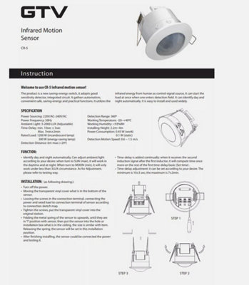 Motion Sensor 360 Degree Recessed PIR Ceiling Occupancy Detector Light ...