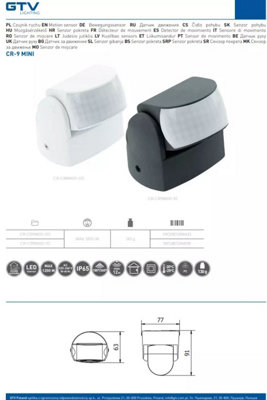 Motion Sensor Outdoor PIR Infrared Black 360 Degree Manual Override ...
