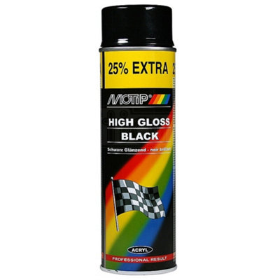 Motip High Gloss Black Acrylic Lacquer Car Coating Metal Wood 500ml
