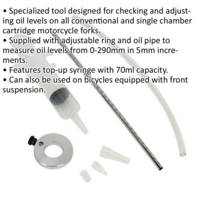 Motorcycle Fork Oil Level Gauge & Top-Up Syringe - Single Chamber ...