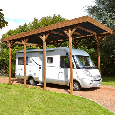 Motorhome Caravan Car Wooden Carport 4m x 8m Opaque Roof 3.8m Ridge