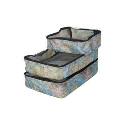 Mountain Warehouse World Map Packing Organiser (Pack of 3) Brown (One Size)