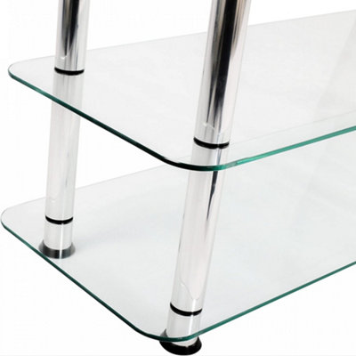 Mountright Universal 1150 Clear Glass Chrome TV Stand for up to 55 TVs