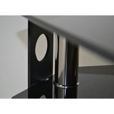 Mountright Universal 950 Black Glass & Chrome Curved TV Stand for up to ...