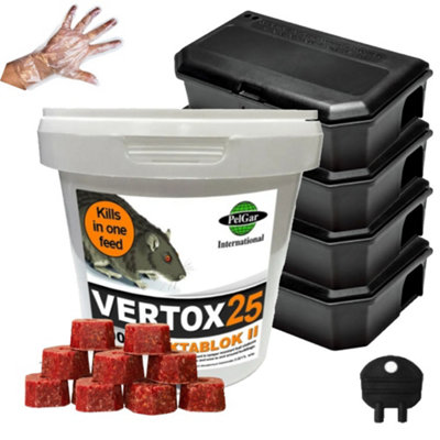 Mouse Poison Bait Blocks with 4 Mouse Bait Boxes Fast Acting Kit ...