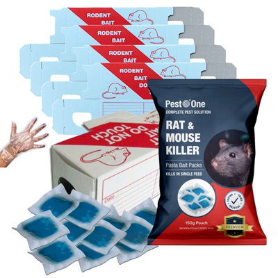 Mouse Poisoning Blue Pasta Sachets with Cardboard Mouse Boxes Single ...
