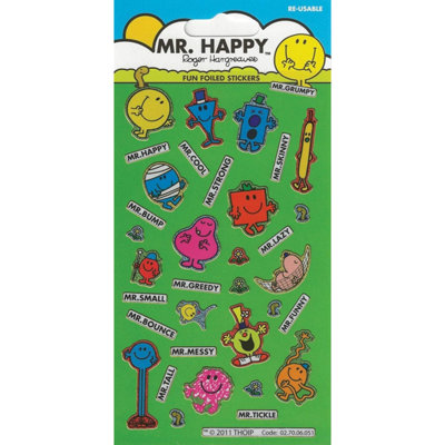 Mr Men Cartoon Character Sticker Sheet Multicoloured (One Size)