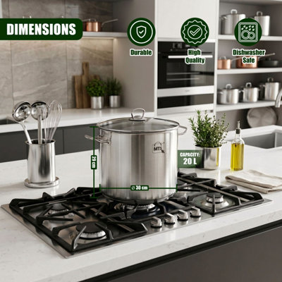 MTS Stainless Steel Cooking Pot with Glass Lid Induction Base All Hobs ...