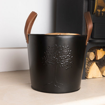 Mulberry Small Leather Handle Log Bucket Iron Leather Black Matte ...