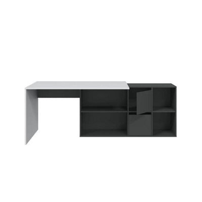 Mulberry White and Grey Reversible Large Corner Desk with Storage