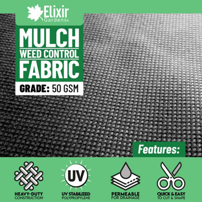 Mulch Weed Control Membrane Fabric & Ground Landscaping Cover 1m x 50m