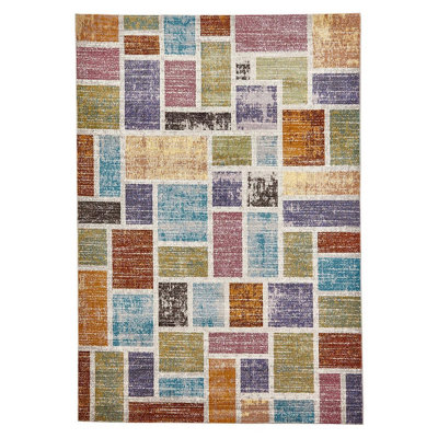 Multi Abstract Rug, Stain-Resistant Rug, Funky Modern Rug for Bedroom ...