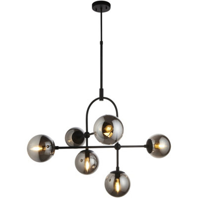 Multi Arm Ceiling Pendant & 2x Matching Wall Lights - Matt Black Frame ...