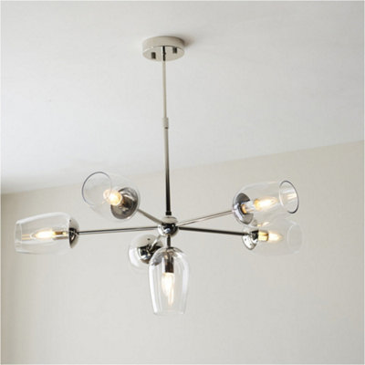 Multi Arm Hanging Ceiling Pendant Light - Bright Nickel Plate ...