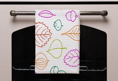 Multi Colour Leaves Illustration (Kitchen Towel) / Default Title | DIY ...