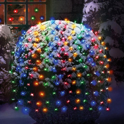 Multi Coloured Christmas Window Net Lights 360 LED 3.5M x 1.2M Multi ...